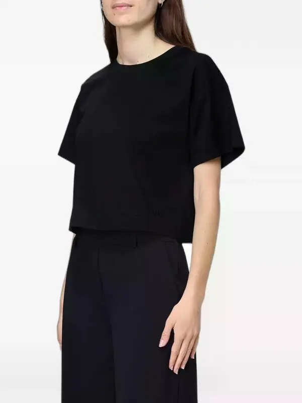 Max Mara Logo Embroidered Cropped T-shirt - Black