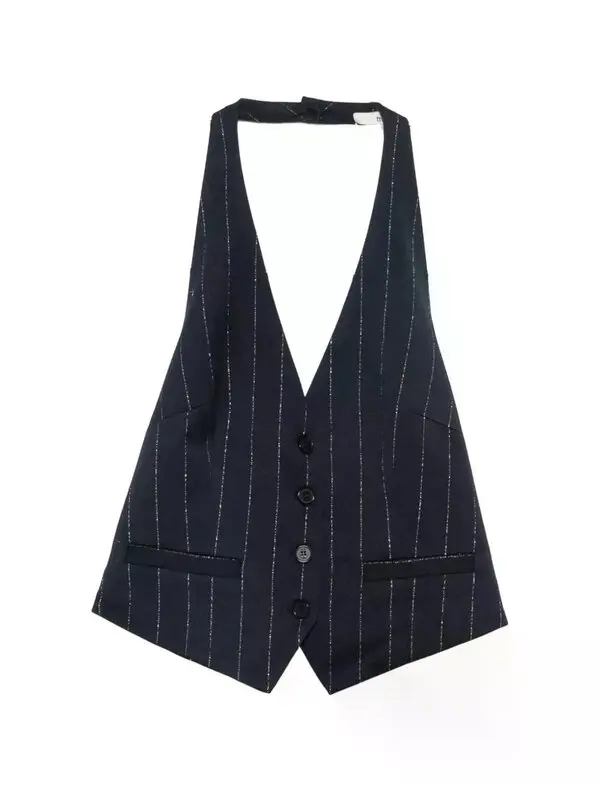 Maje Pinstripe Halter Neck Top - Blue