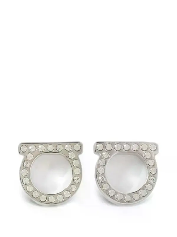 FERRAGAMO Gancini Crystal-embellished Earrings - Silver