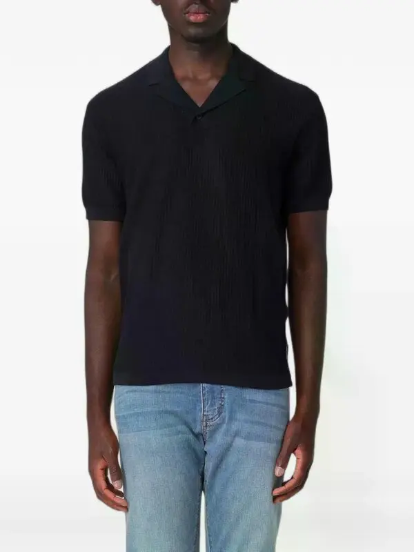 Emporio Armani Ribbed-knit Polo Shirt - Blue