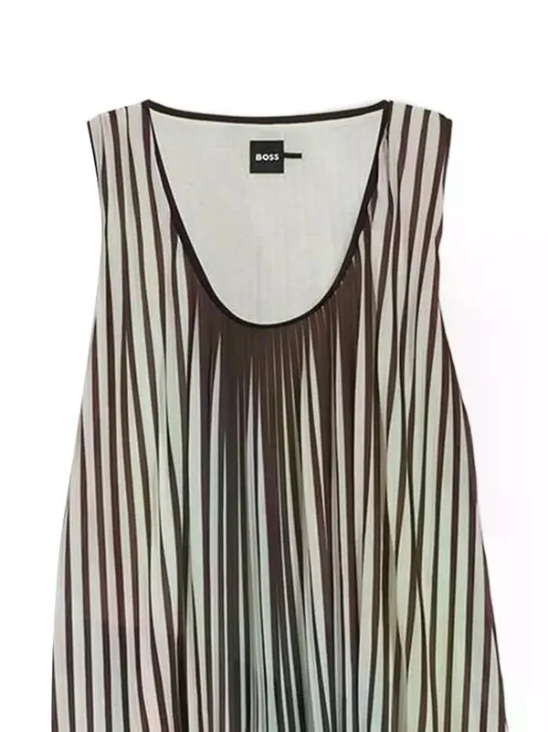 BOSS Two-tone Plissé Pleated A-line Dress - Brown