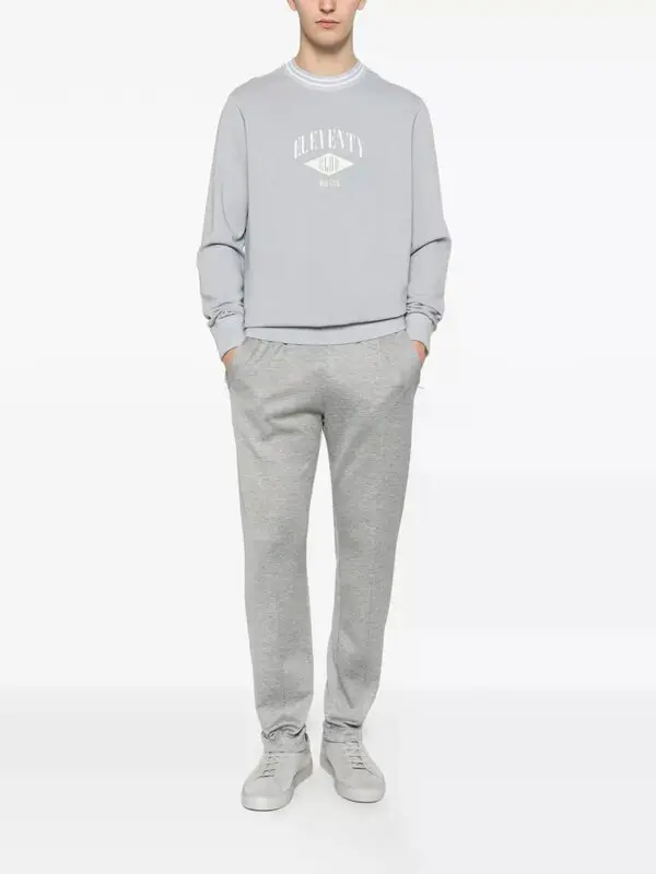 Eleventy Logo Print Crewneck Sweatshirt