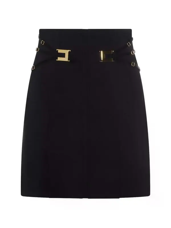 Elisabetta Franchi Logo Plaque Belted Mini Skirt - Black