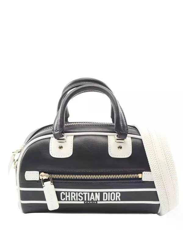 Dior Leather Vibe Bowling Bag Satchel - Black