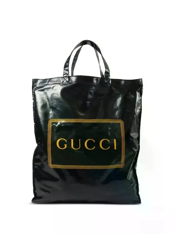 Gucci Logo Print Tote Bag - Black