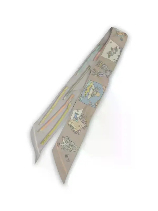 Hermès Twilly Pencil-print Scarf - Grey