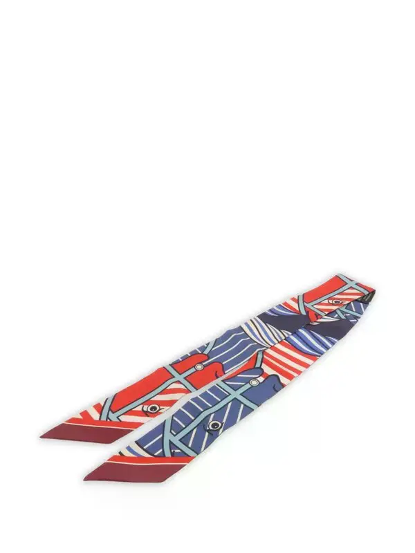 Hermès Twilly Horse-print Silk Scarf - Blue