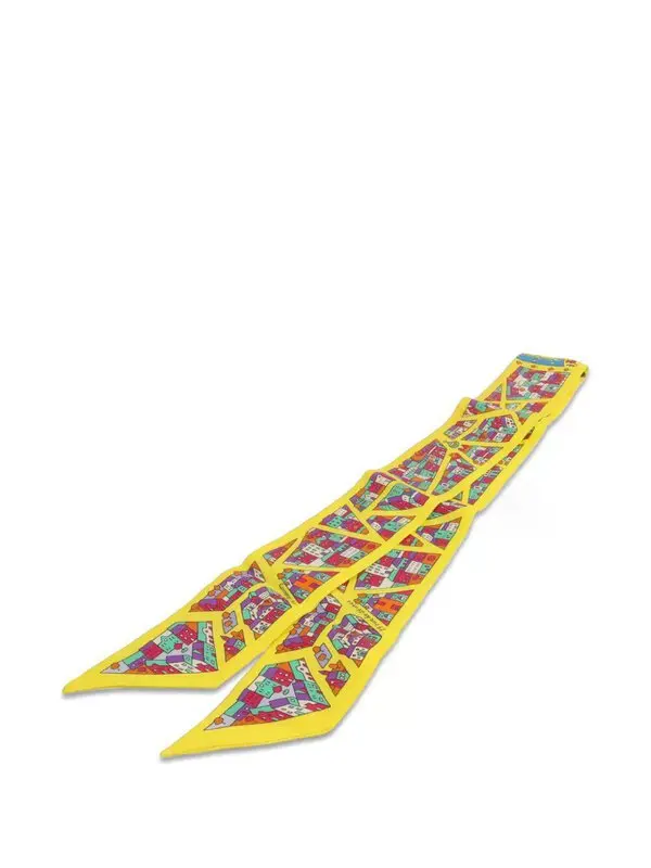 Hermès Twilly Architectural-print Scarf - Yellow