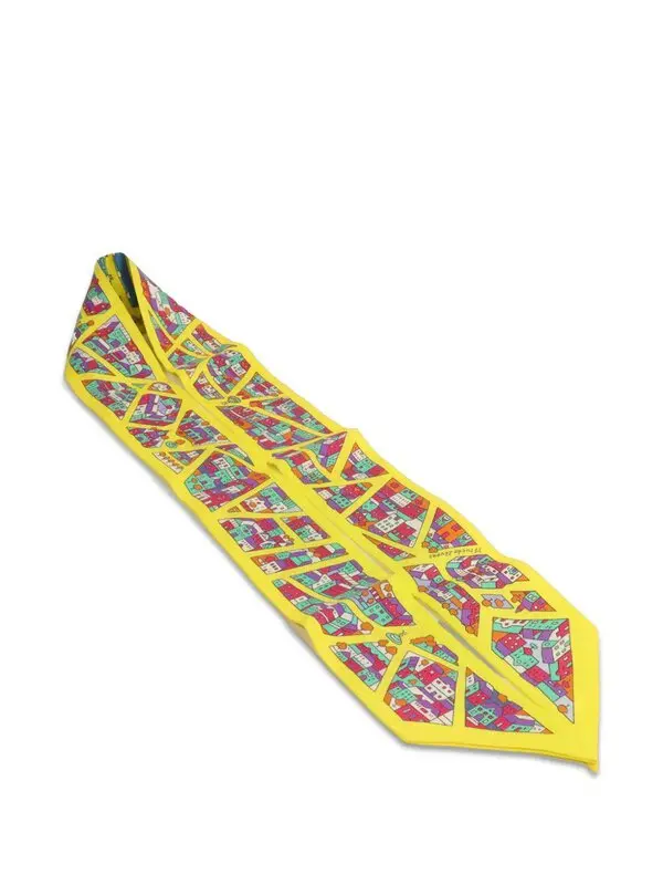Hermès Twilly Architectural-print Scarf - Yellow