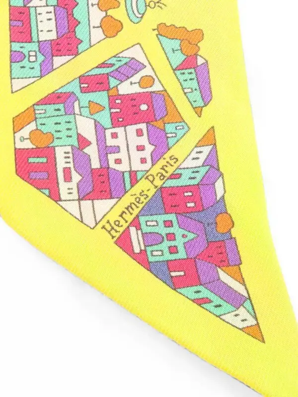 Hermès Twilly Architectural-print Scarf - Yellow