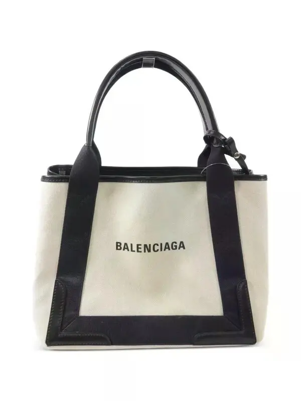 Balenciaga Navy Cabas Tote Bag - Neutrals
