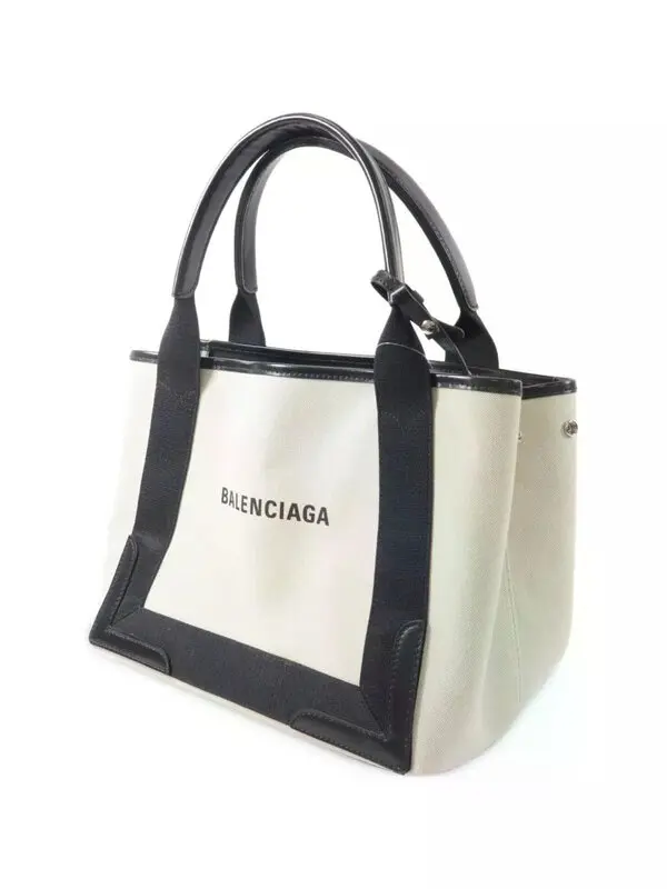 Balenciaga Navy Cabas Tote Bag - Neutrals