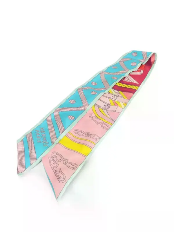 Hermès Graphic-print Silk Scarf - Blue