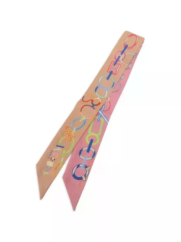 Hermès Twilly Chain-print Scarf - Neutrals