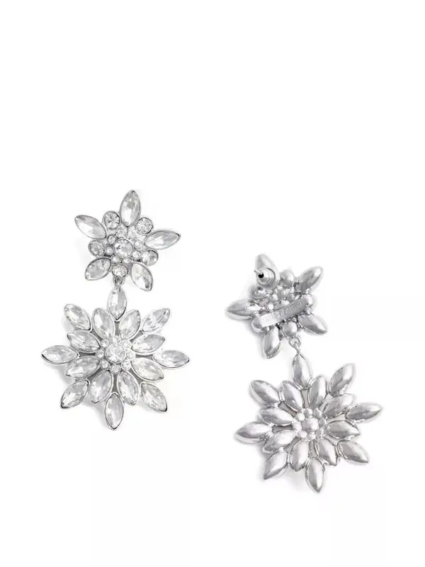 SELF-PORTRAIT Crystal Embellished Floral Motif Earrings