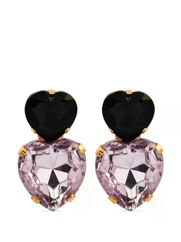 ANTON HEUNIS Crystal Heart Motif Drop Earrings
