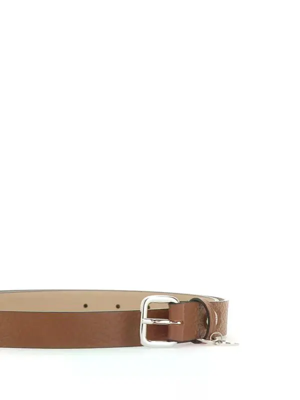 GIANNI CHIARINI Grained Calf Leather Belt With Logo Charm
