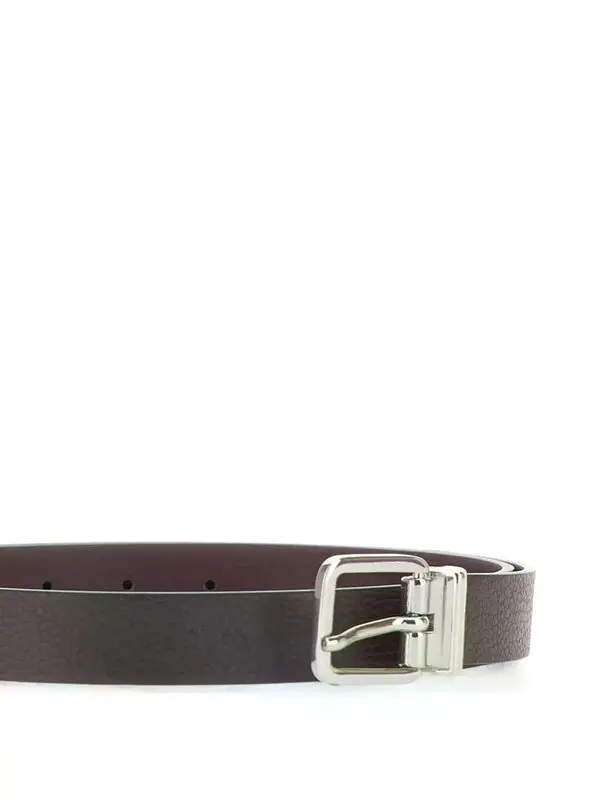 GIANNI CHIARINI Reversible Grained Calf Leather Belt With Silver-tone Buckle