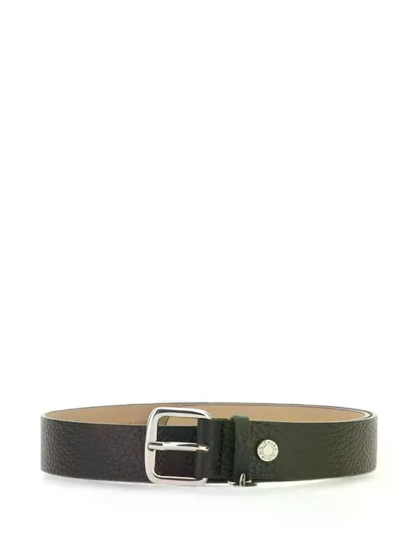 GIANNI CHIARINI Grained Calf Leather Belt With Logo Charm - Black