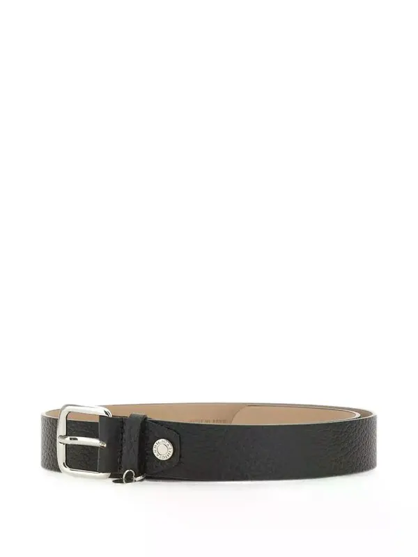 GIANNI CHIARINI Grained Calf Leather Belt With Logo Charm