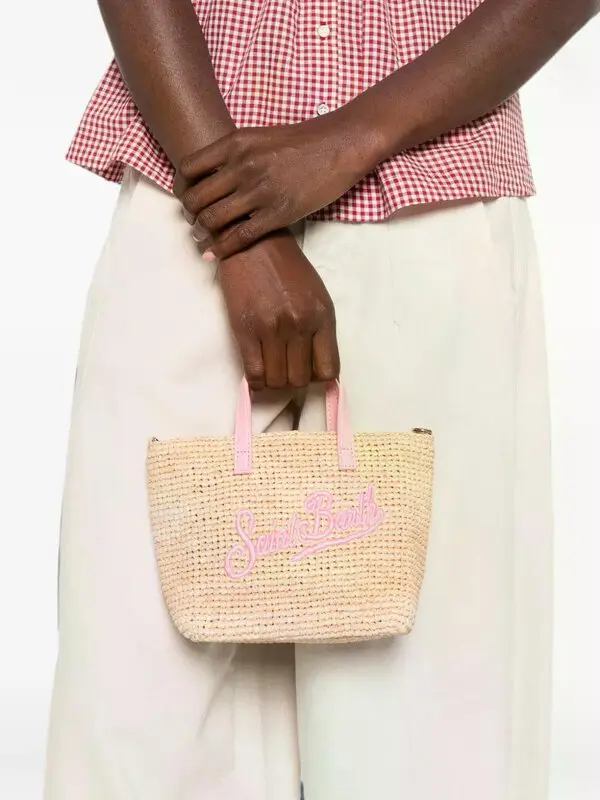 MC2 SAINT BARTH Logo-embroidered Woven Tote Bag - Neutrals