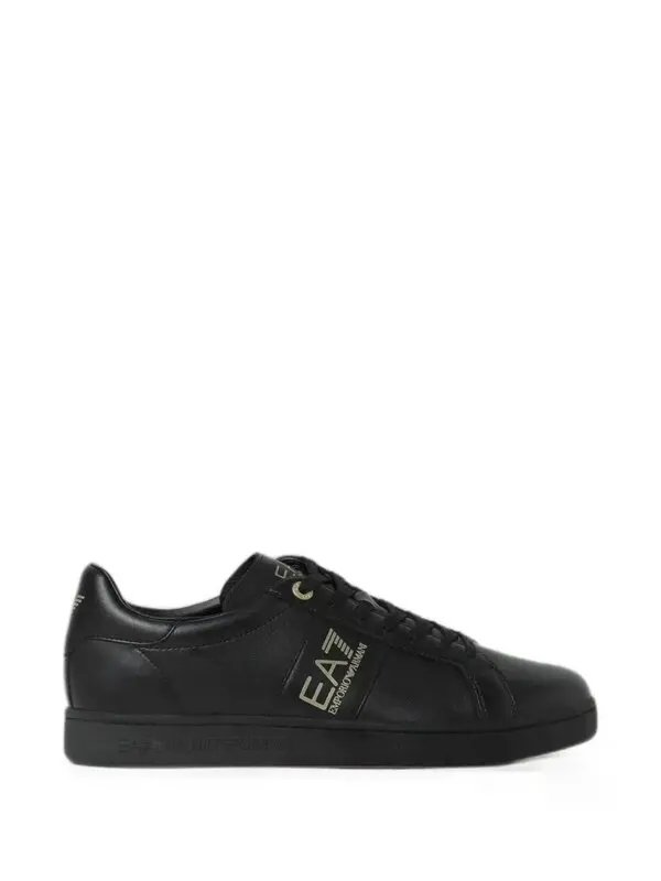 EA7 Logo Print Leather Sneakers