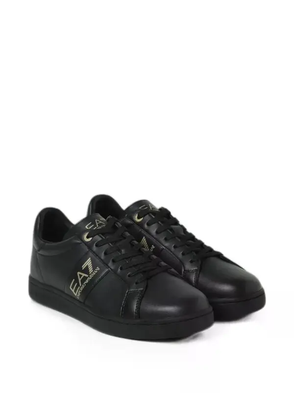 EA7 Logo Print Leather Sneakers