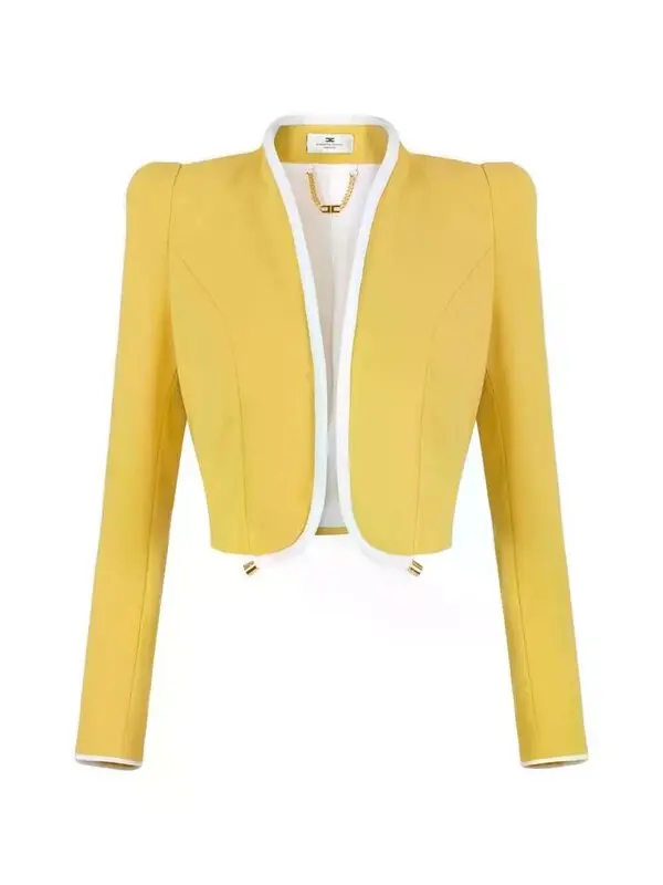 Elisabetta Franchi Cropped Jacket With Contrast Trim - Yellow