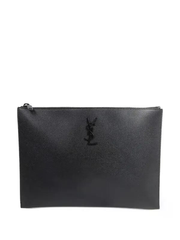 Saint Laurent Logo Detail Clutch Bag - Black