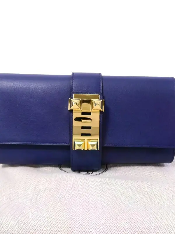 Hermès 2016 Medor Leather Clutch Bag - Blue
