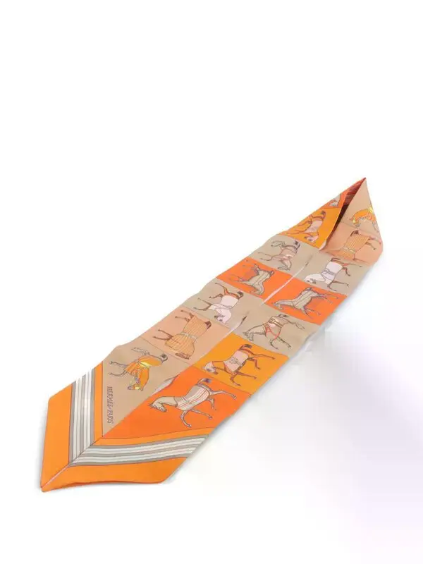 Hermès Twilly Horse-print Silk Scarf - Orange