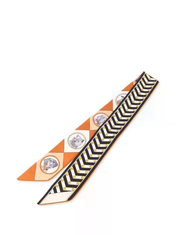 Hermès Leather-trim Silk Scarf - Brown