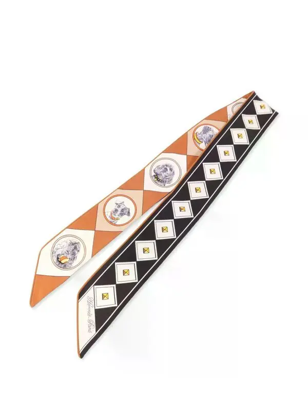 Hermès Leather-trim Silk Scarf