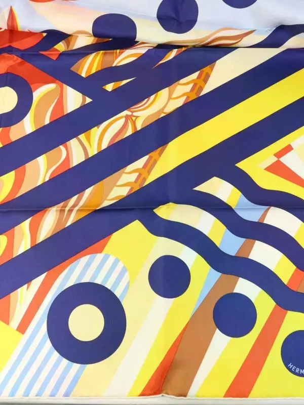 Hermès Geometric-print Silk Scarf - Blue