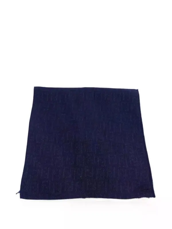 Fendi Zucca-pattern Fringed Scarf - Blue