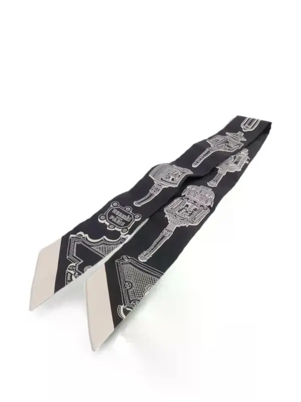 Hermès Merveilleuses Lanternes" Twilly Scarf - Black