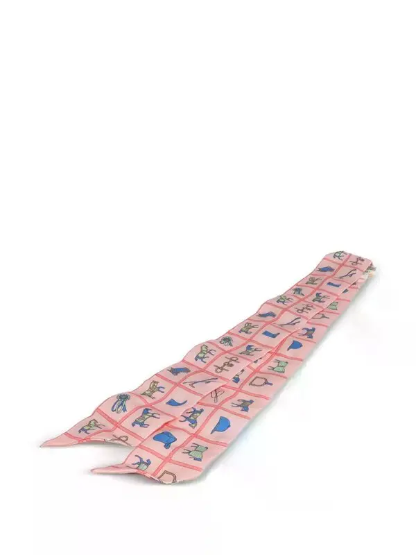 Hermès Twilly Equestrian-print Silk Scarf - Pink