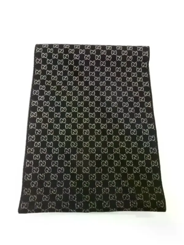 Gucci Gg Monogram Fringe Scarf - Black