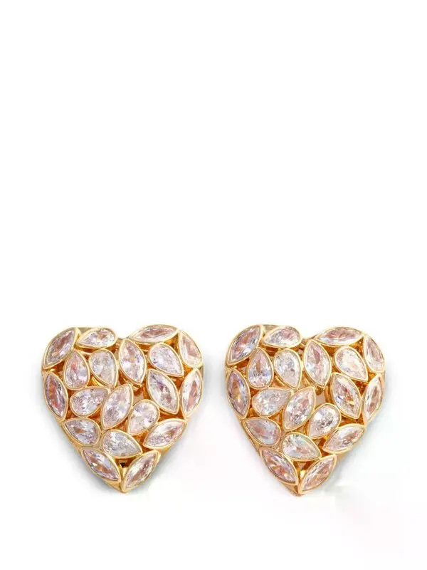 SELF-PORTRAIT Crystal-embellished Heart Earrings