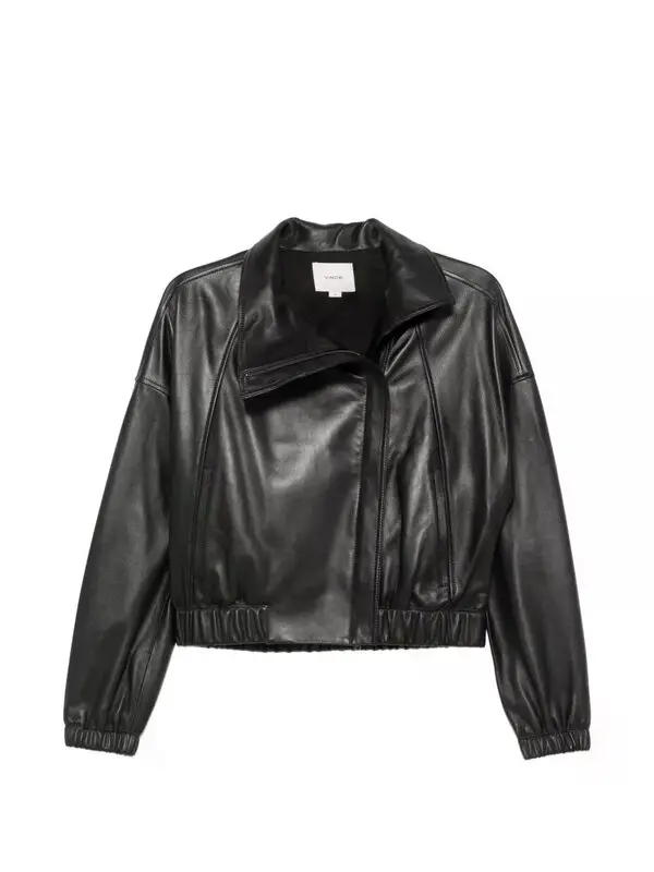 Vince Leather Bomber Jacket - Black