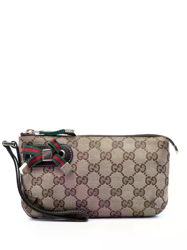 Gucci Gg Canvas Princy Wrislet Clutch Bag - Neutrals