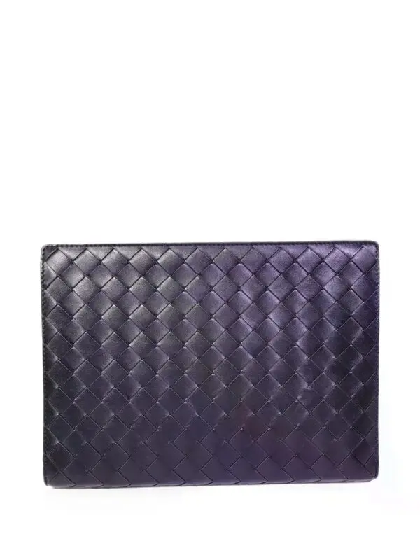 Bottega Veneta Intrecciato Leather Clutch Bag - Purple