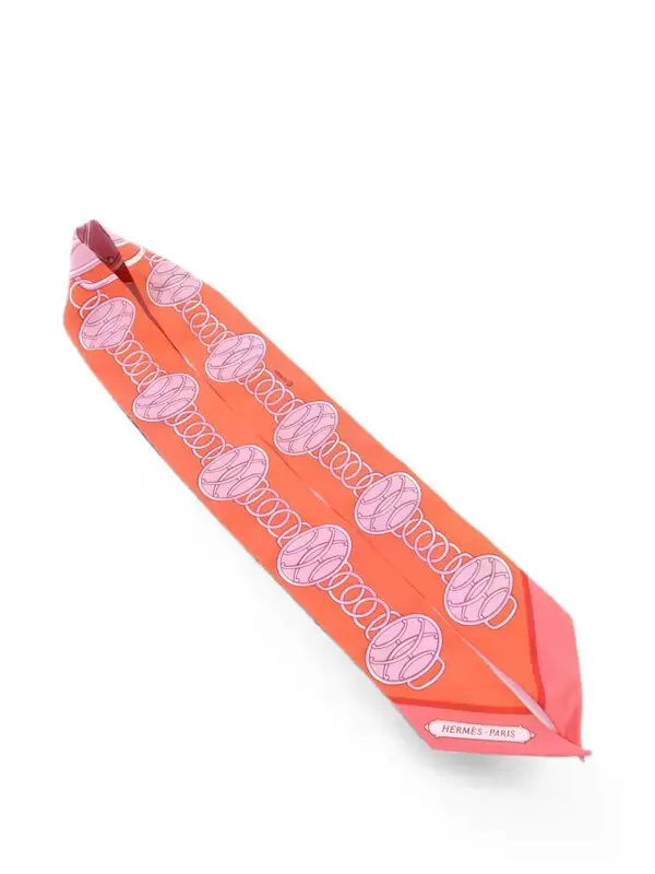 Hermès Twilly Chain-link Silk Scarf - Orange