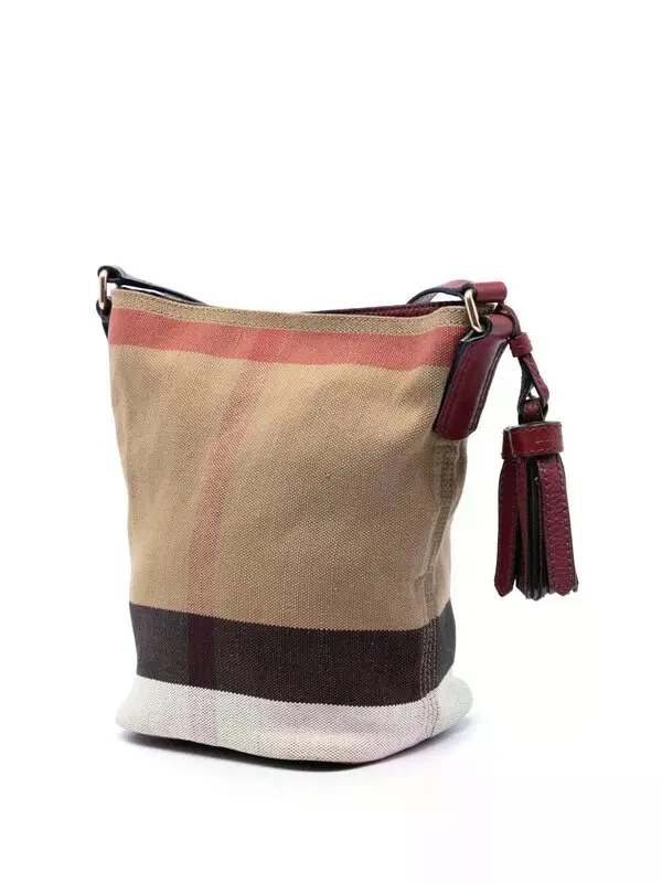Burberry Mini Mega Check Canvas Ashby Tassel Bucket Bag