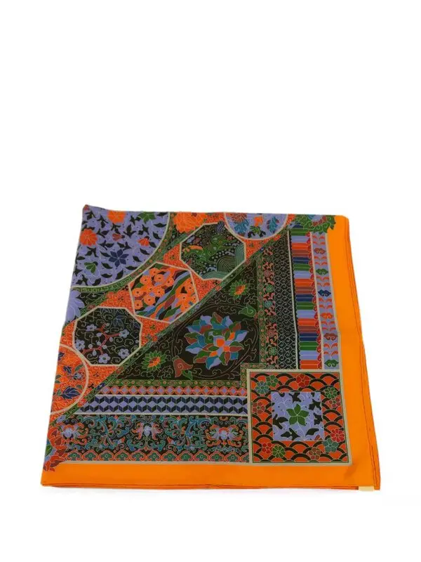 Hermès Floral-print Silk Scarf - Orange