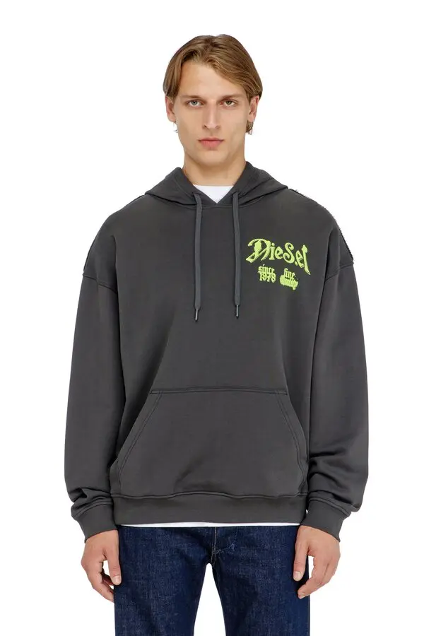 DIESEL® Cotton Hoodie With Flocked Graphics
