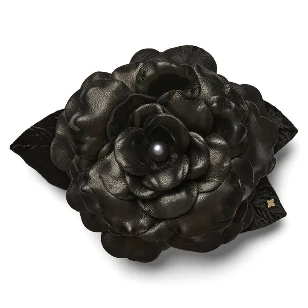 HELENA SIMON The Large Gardenia Floral Brooch - Black