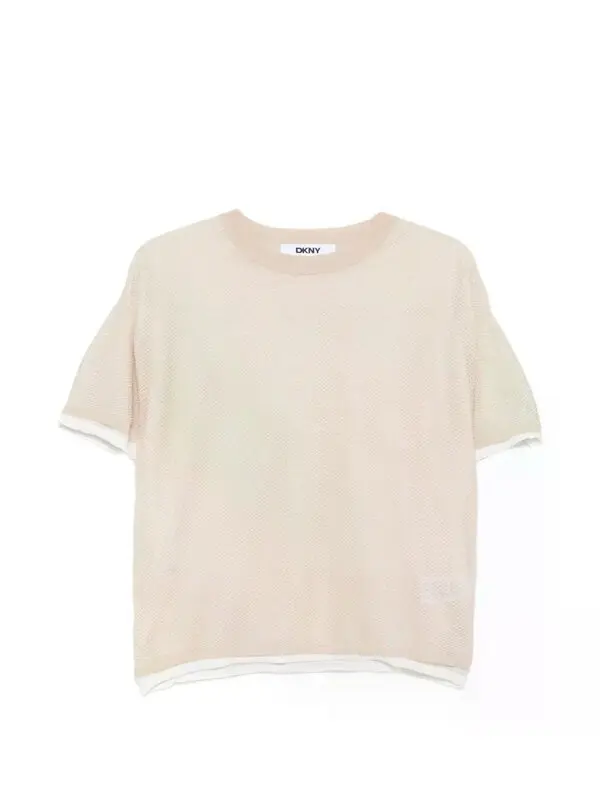 Dkny Beige Mesh Textured Layered Top