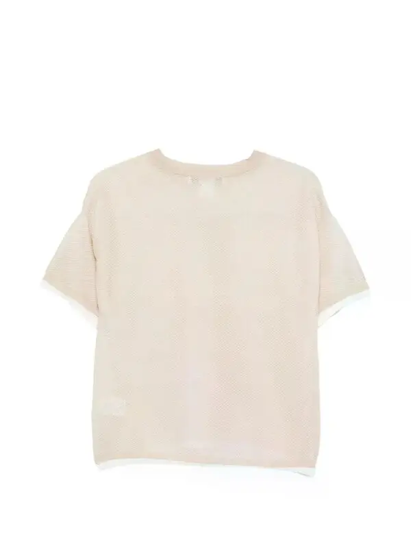 Dkny Beige Mesh Textured Layered Top