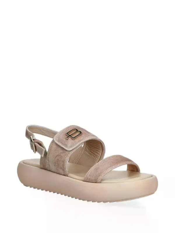 BALDININI Suede Sandals With Logo Plaque